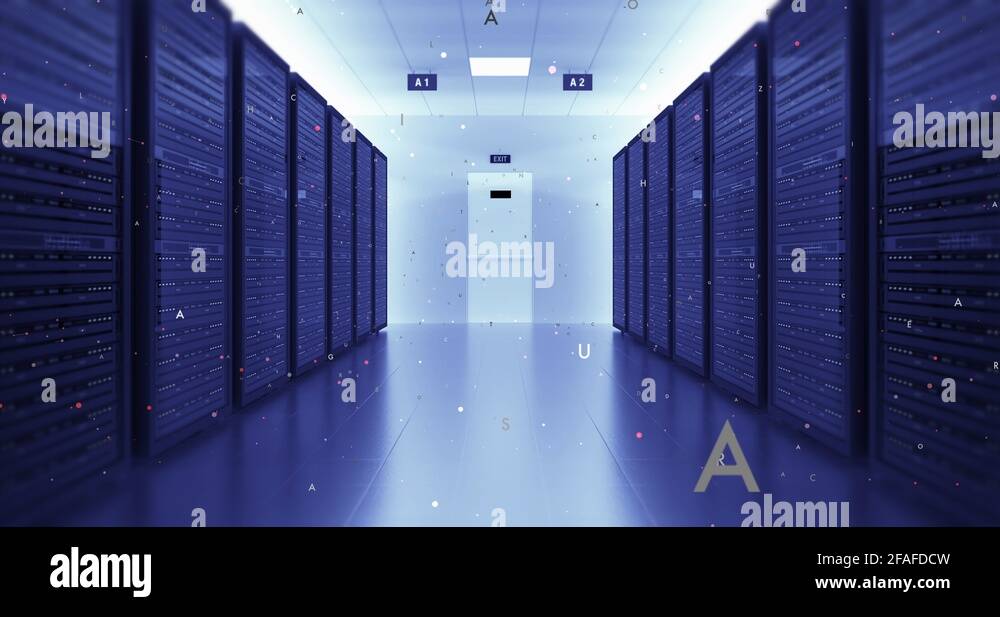 Modern Server Room Environment. Computer Racks. Futuristic Data Center ...