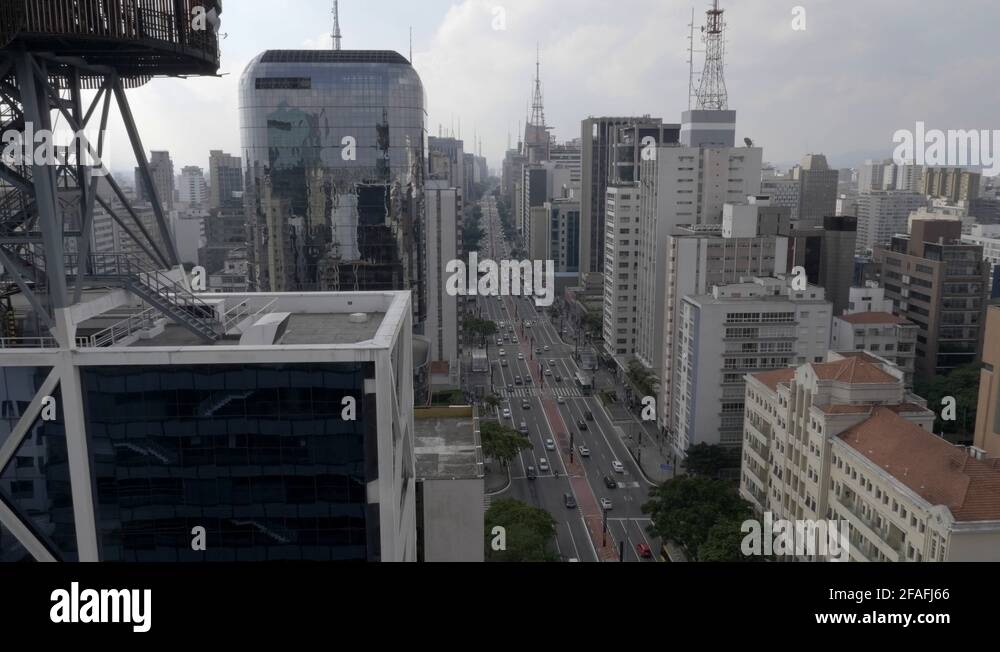 High Viewpoint Static Shot Above Downtown High Rise Buildings Looking Down Stock Video Footage
