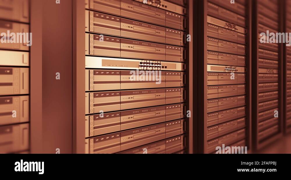 Close Up Server Racks In a Modern Data Center. Seamless Loop Stock ...