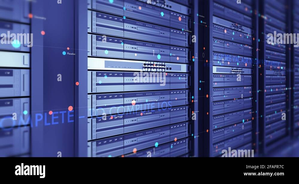 Close Up Modern Server In a Data Center. Futuristic Seamless Loop Stock ...