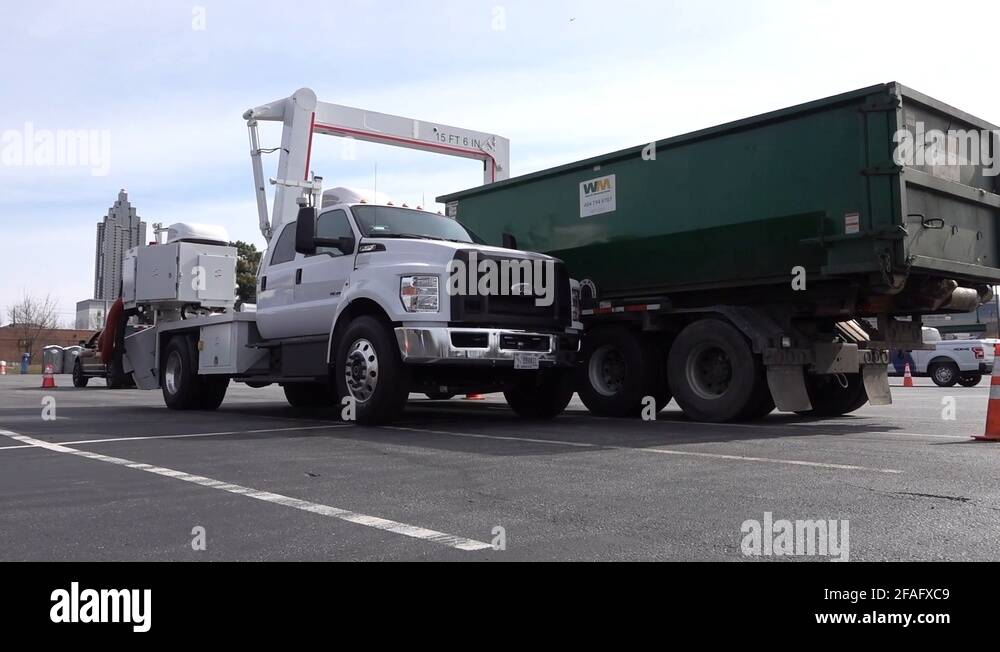 Customs x-ray vehicle scanning delivery truck at Super Bowl LIII Stock ...