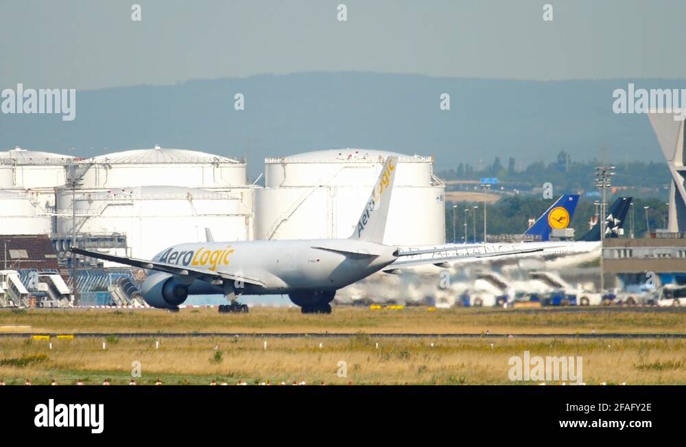 AeroLogic cargo Boeing 777 departure Stock Video Footage - Alamy