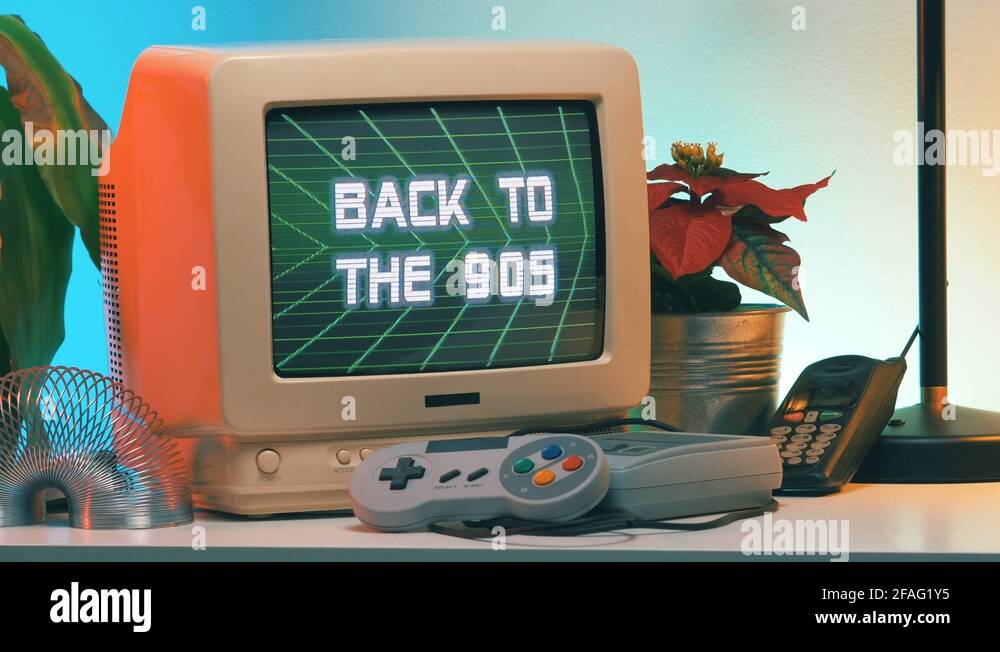 Back to the 90s on Old Vintage TV Computer Screen from 80s 90s Retro ...