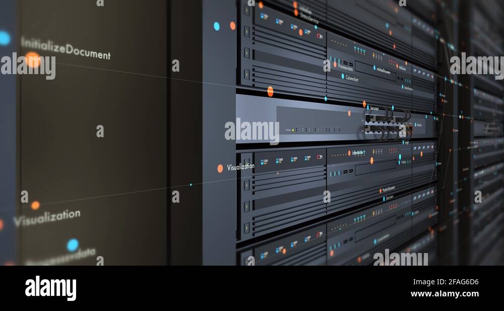 Close Up Modern Server In a Data Center. Futuristic Seamless Loop Stock ...