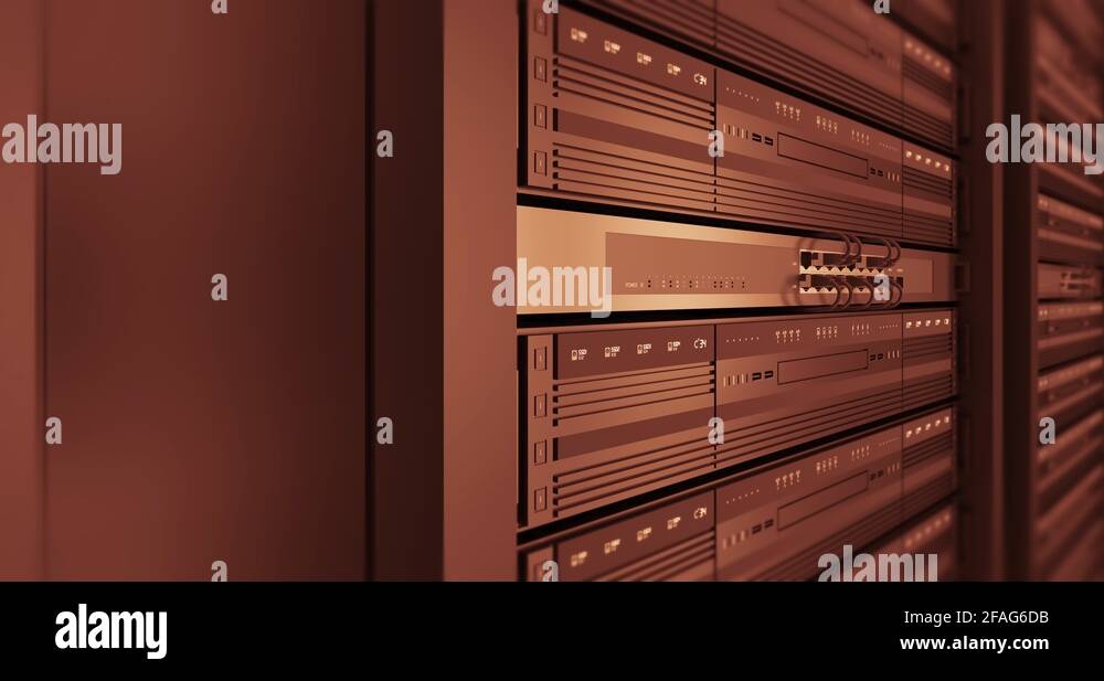 Close Up Server Racks In a Modern Data Center. Seamless Loop Stock ...