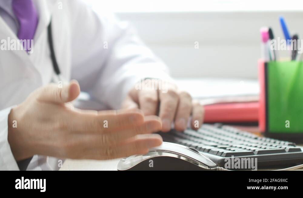 Medical doctor explaining something by making hands gestures Stock ...