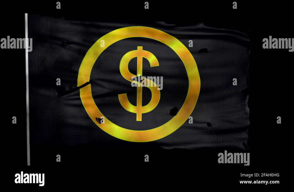 3D Bursting dollar sign flag waving in the wind with alpha channel ...