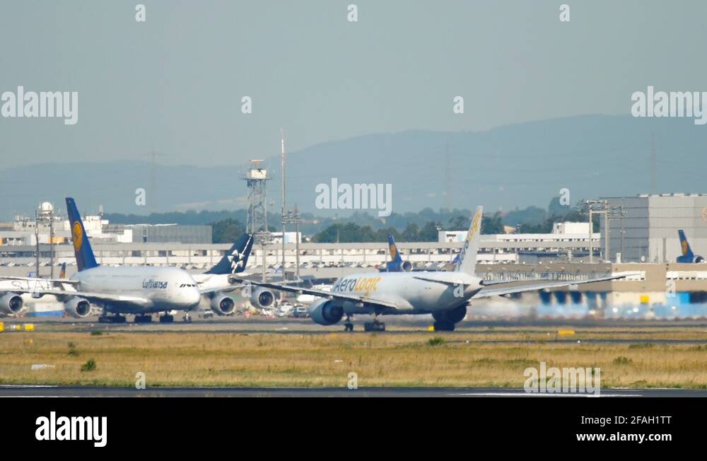 AeroLogic cargo Boeing 777 departure Stock Video Footage - Alamy