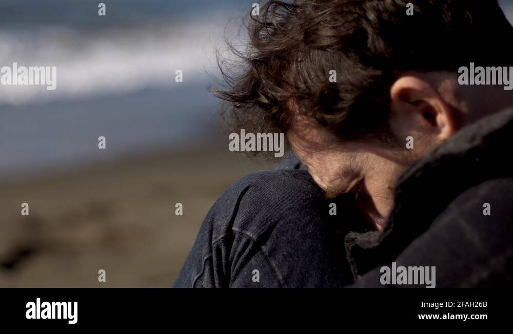 Concept of sadness and depression lonely man crying in front of the ...