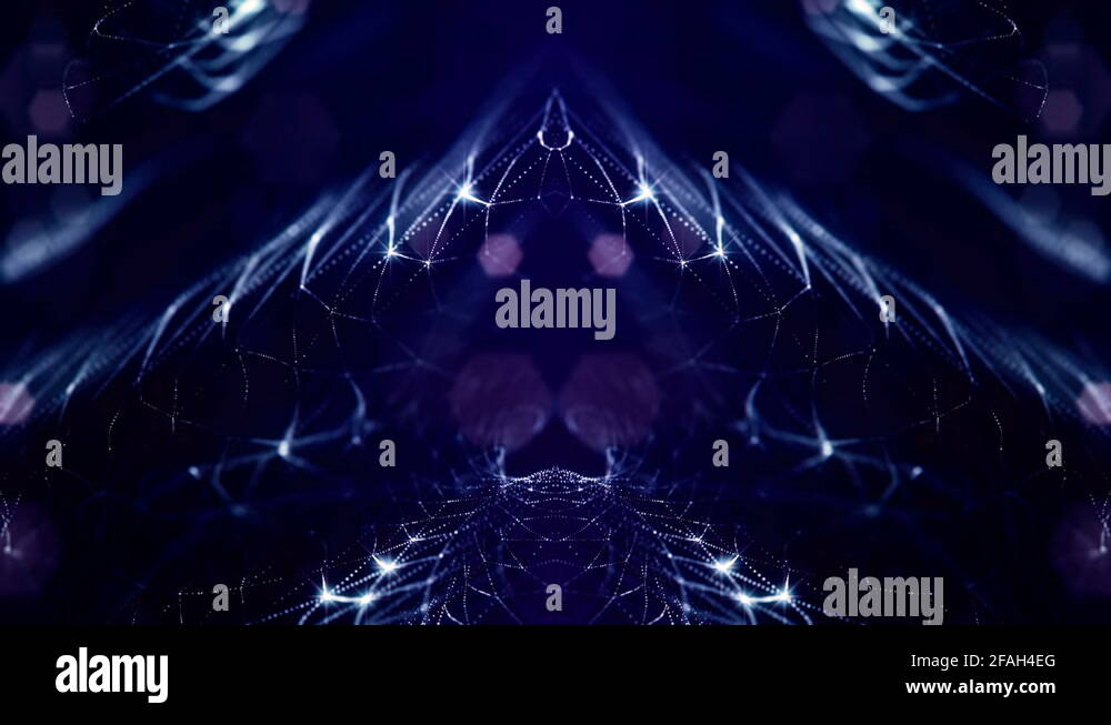 3d animation with glow blue particles form abstract forms and ...