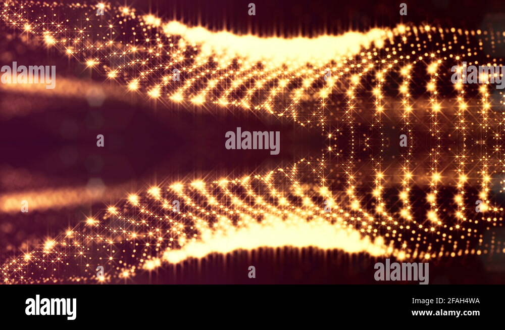 3d animation with glow golden particles form abstract forms and ...