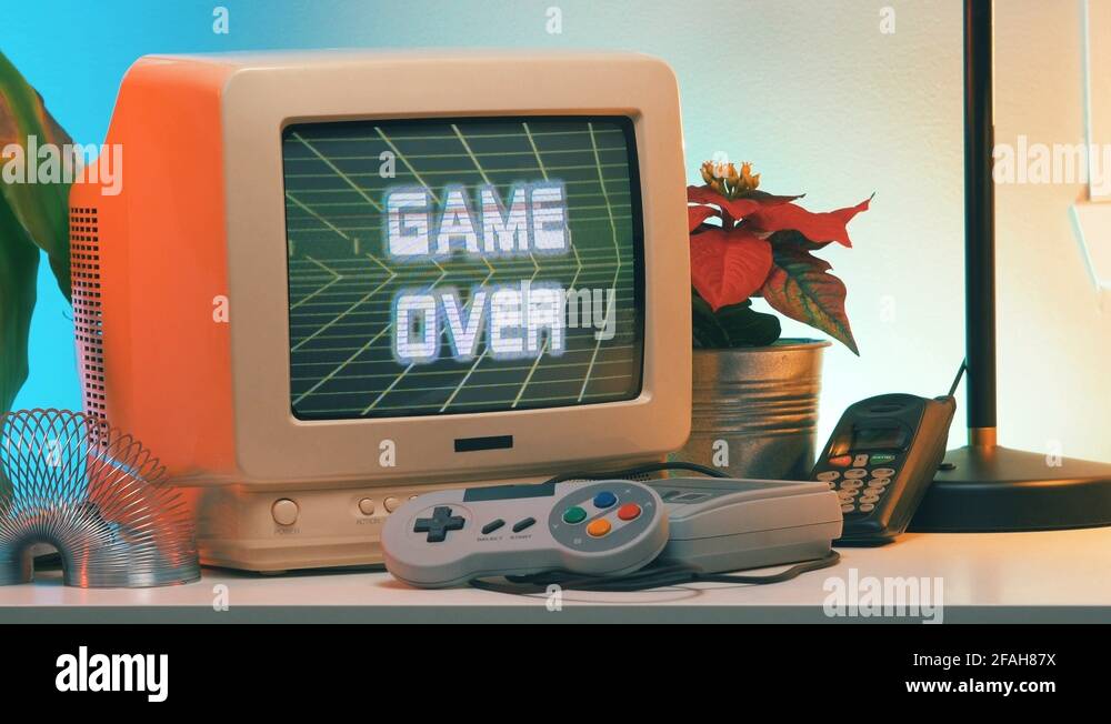 GAME OVER on Vintage Television Retro Computer Screen from 80s 90s ...