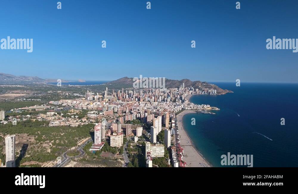 Benidorm, proud in Spain, with a bird's eye view Stock Video Footage ...