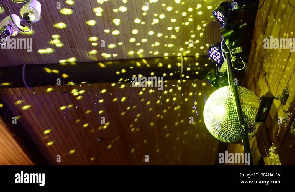 Disco Ball, view from below, from the disco ball beams, stage light ...
