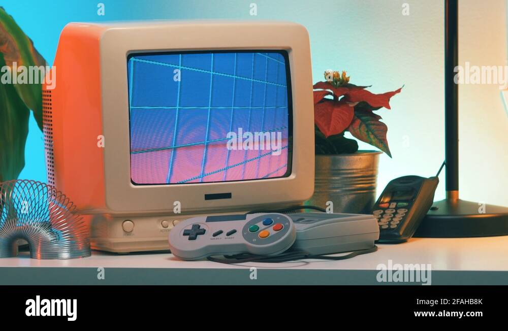 GAME OVER Title on Vintage Television Retro Computer Screen from 80s ...