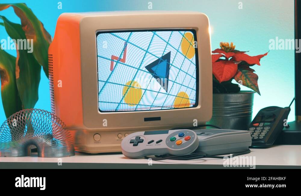Vintage Television Retro Computer Screen from 80s 90s Stock Video ...
