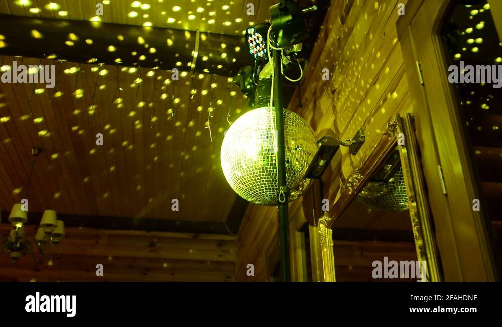 Disco Ball, view from below, from the disco ball beams, stage light ...