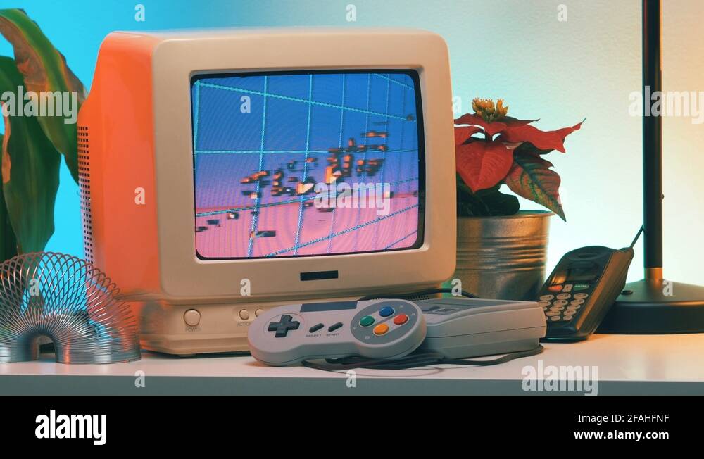 THE END Title on Vintage Television Retro Computer Screen from 80s 90s ...