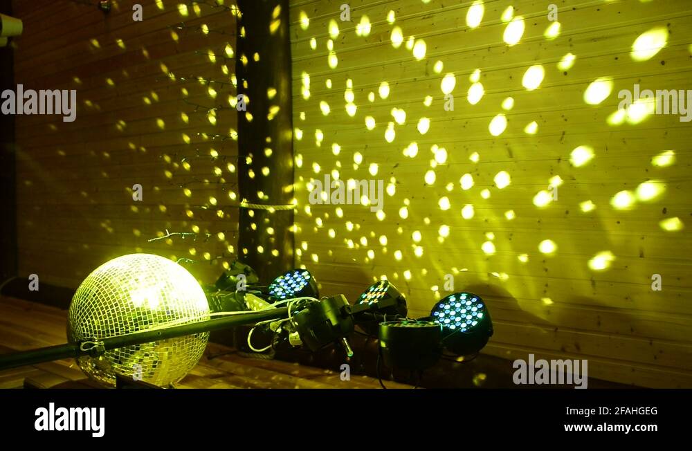 Disco Ball, view from below, from the disco ball beams, stage light ...