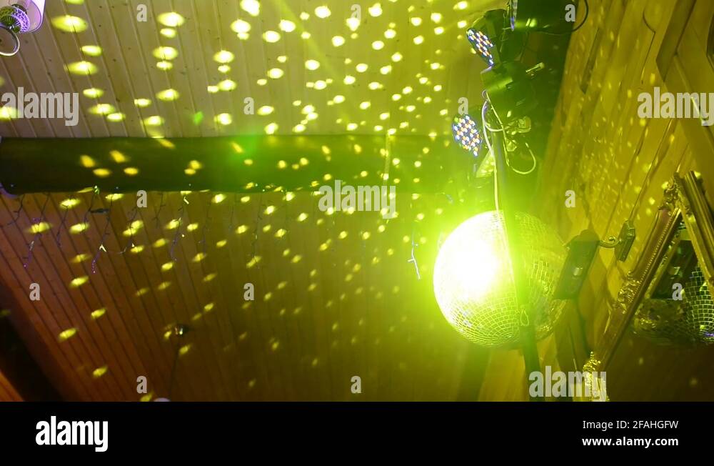 Disco Ball, view from below, from the disco ball beams, stage light ...