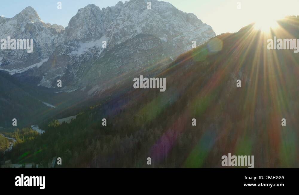 Detail of the beautiful snowy Mount Triglav and its environment at ...