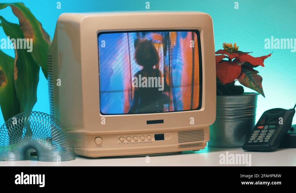 Vintage Music Video Clip on Retro Television Screen from 90s Stock ...