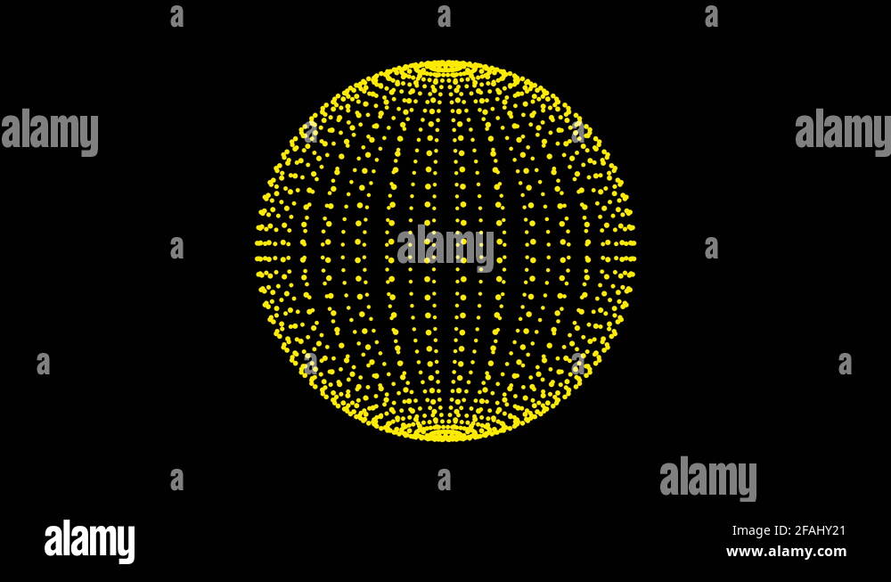 Loop rotate sphere animation cycle. Yellow dots on the alpha ...
