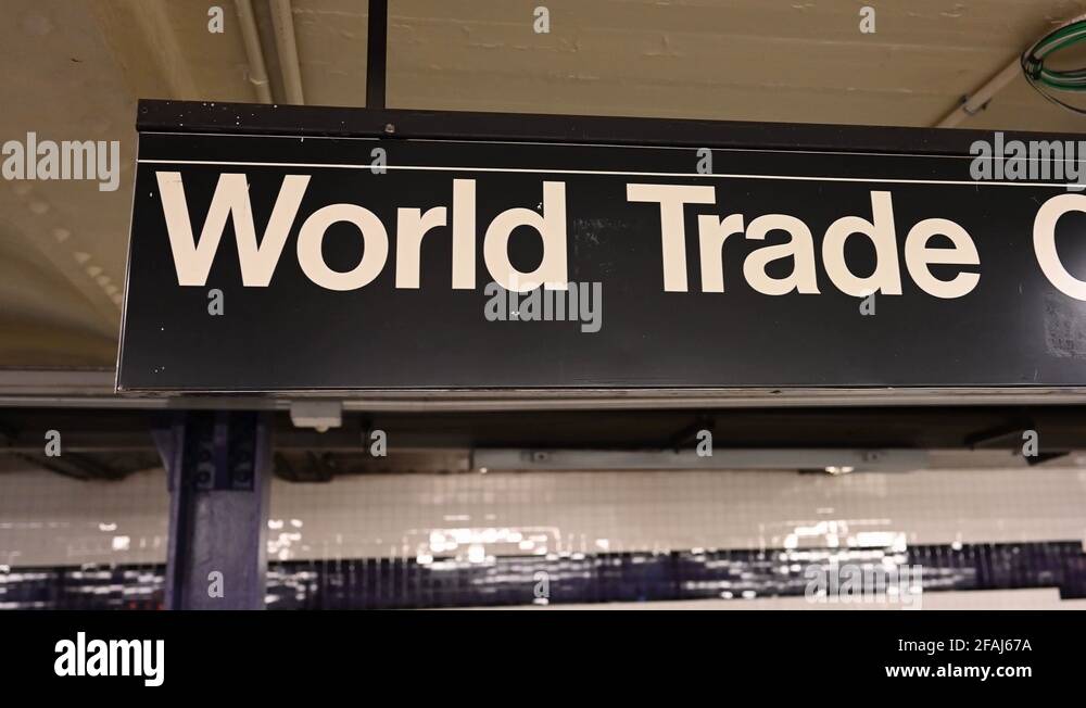 World Trade Center subway ceiling sign in New York City, USA Stock ...