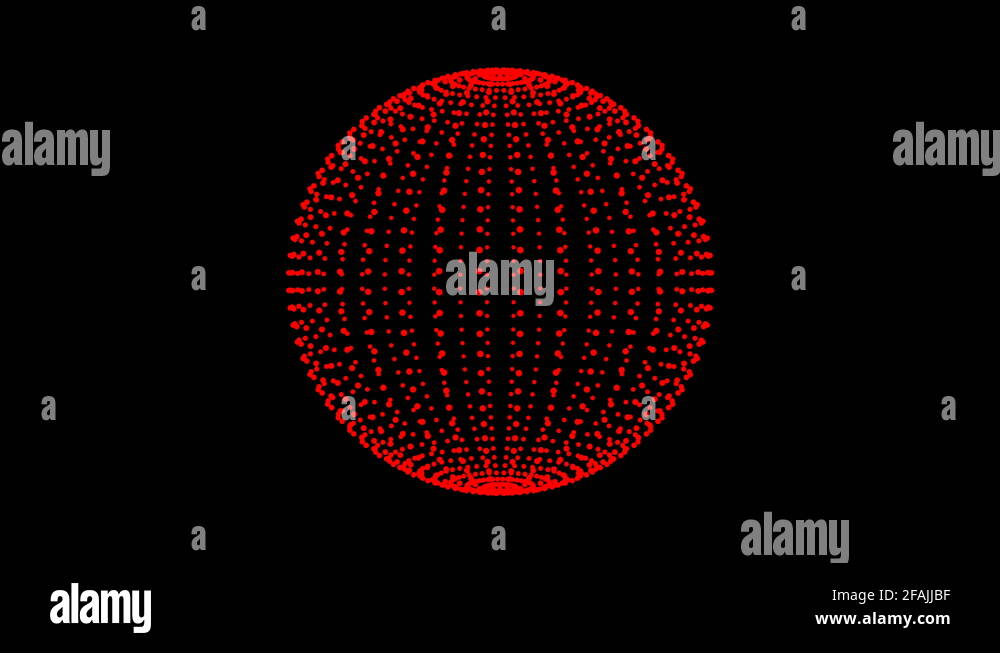 Loop rotate sphere animation cycle. Red dots on black background Stock ...