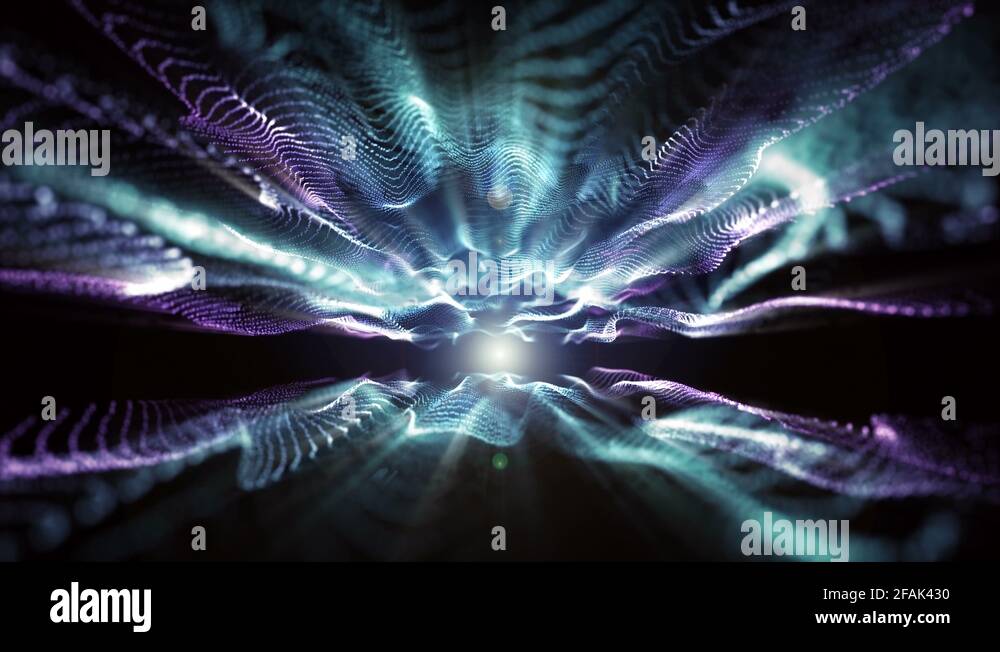 4K Abstract motion background animation shining particles dust wave ...