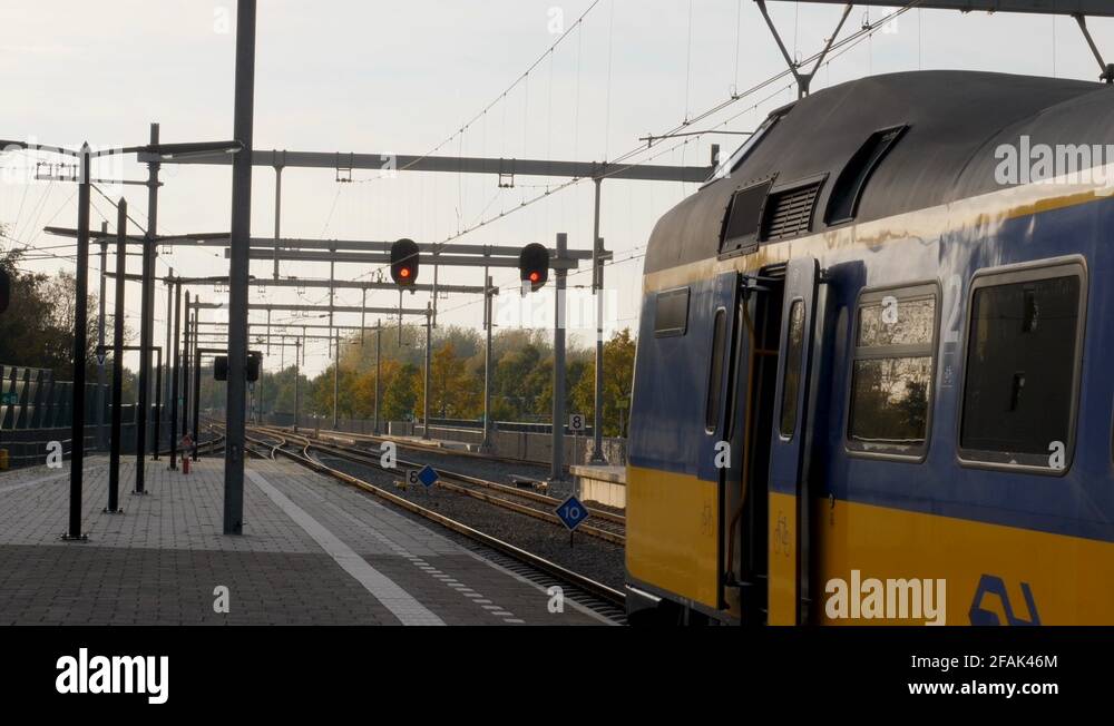 A train waiting at Almere center for the signaling system to go green ...