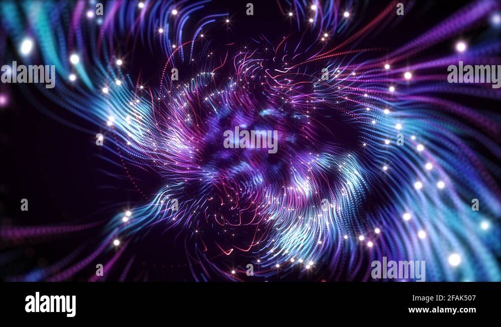 4K Abstract motion background animation shining particles dust wave ...