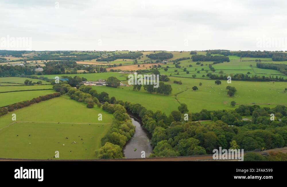 Beautiful Landscape With Big Hills Reveals Viaduct and The River Below ...