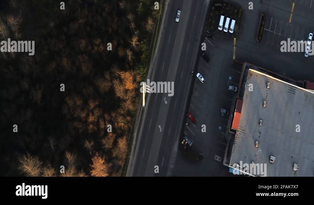 Mall Parking Lot and Highway - Overhead Panning View Stock Video ...