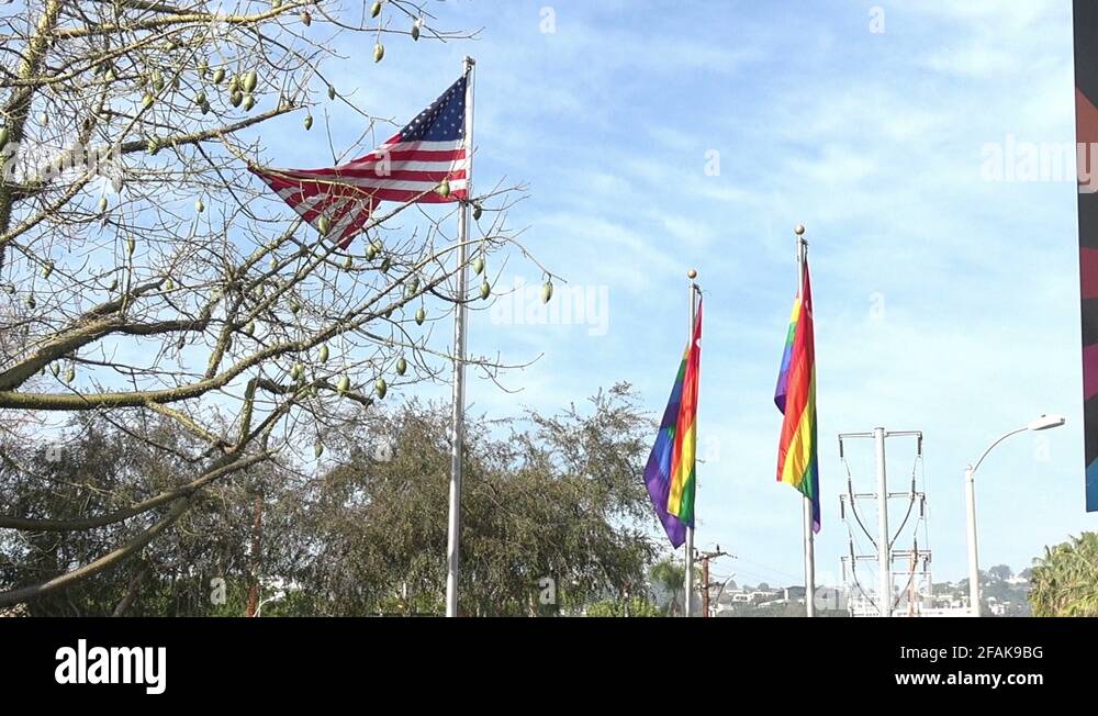 Gay Pride Flags and Road Signs in West Hollywood Stock Video Footage ...