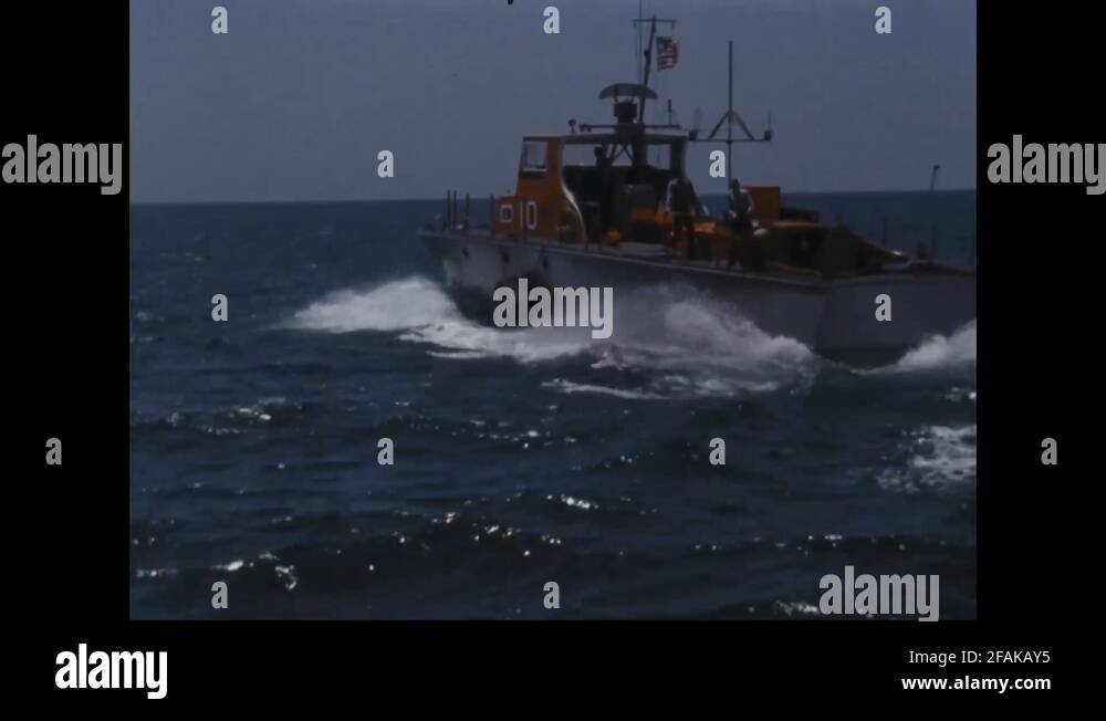 Torpedo Retriever Vessel sail in the sea - 1965 Stock Video Footage - Alamy