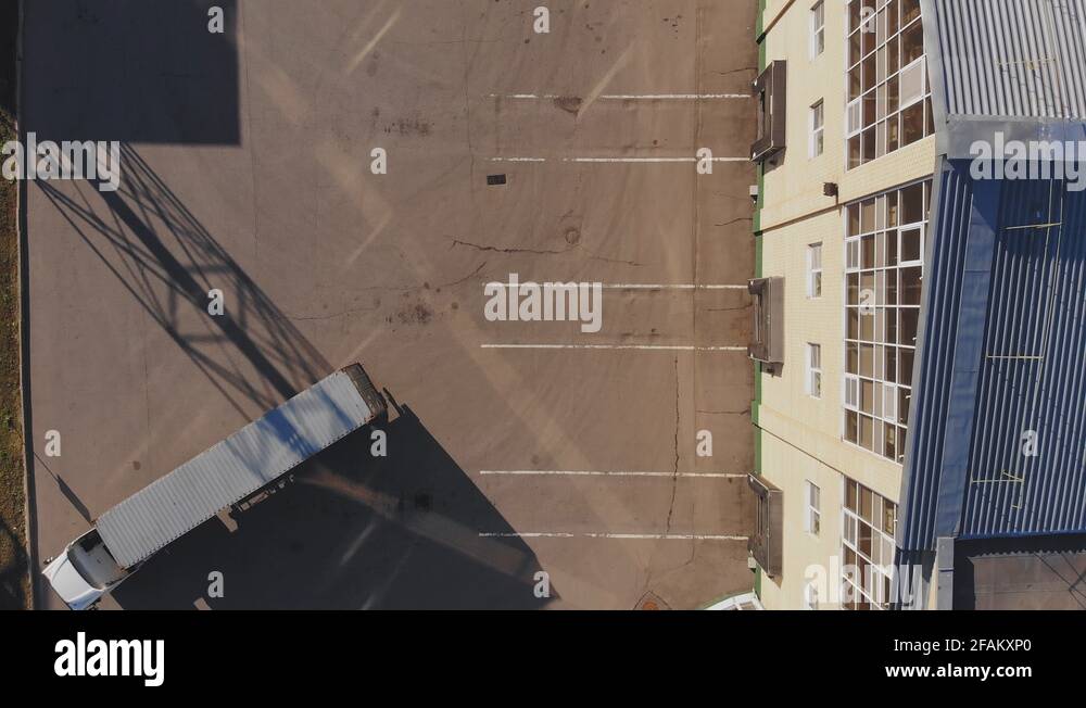 Cargo transport container for loading goods at the seaport, top view ...