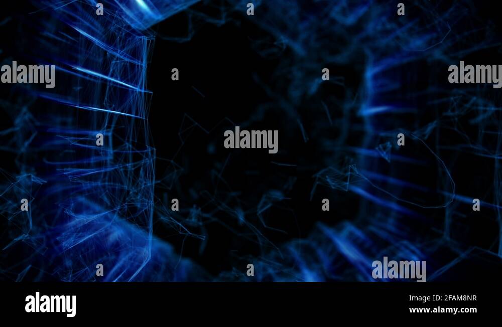 Digital background in cyber blue and digital lines. Continuous loop ...