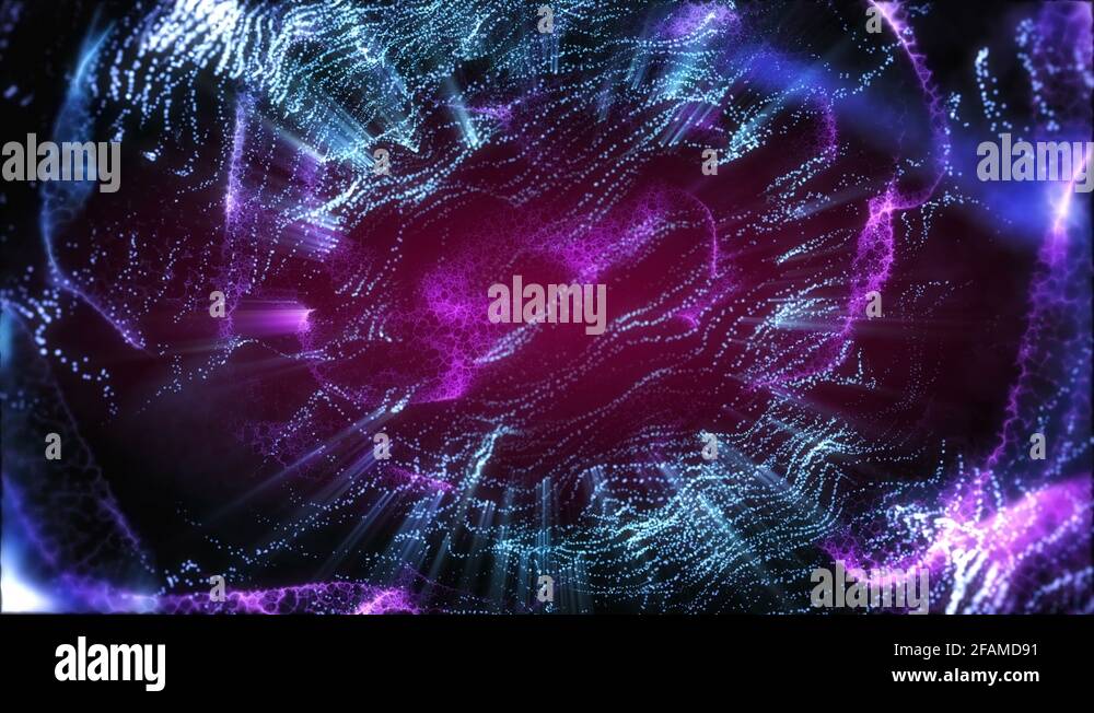 4K Abstract motion background animation shining particles dust wave ...