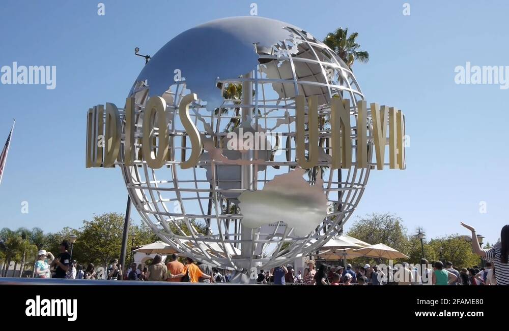 the spinning globe outside Universal Studios Hollywood Stock Video ...