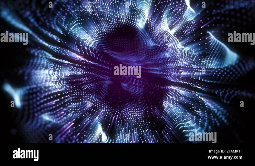 4K Abstract motion background animation shining particles dust wave ...