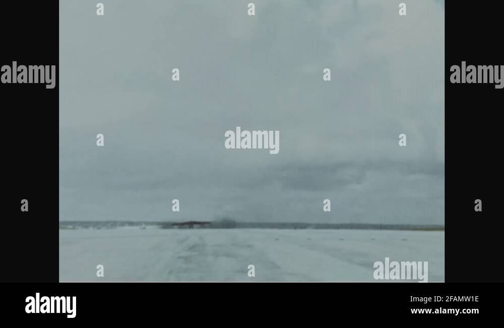 Boeing B-52 Stratofortress take off from runway at airfield - 1967 ...