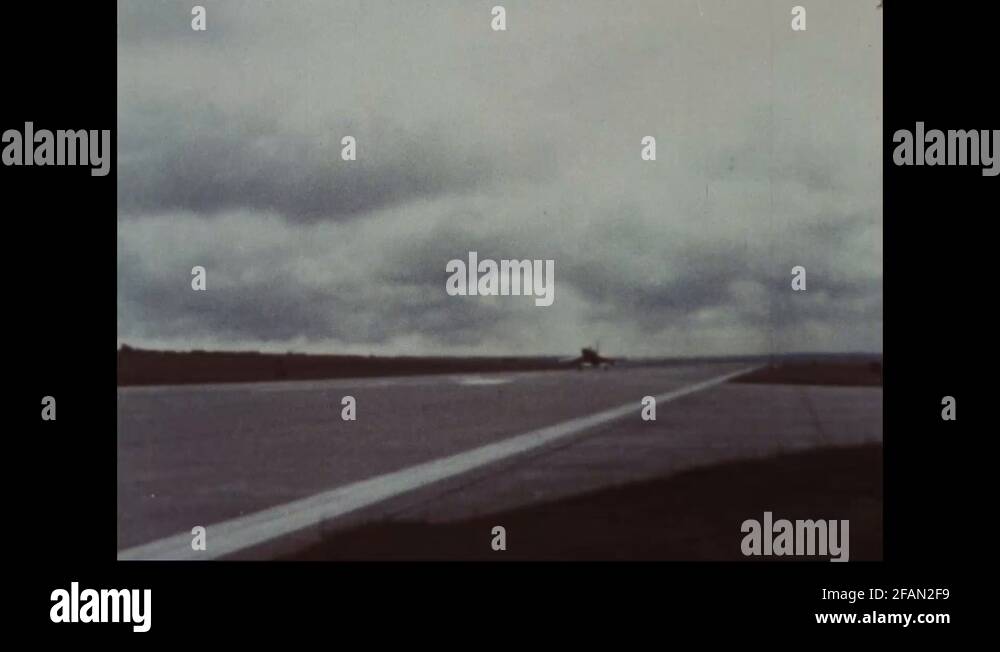 Fighter aircraft attacks the ground target during war - 1968 Stock ...