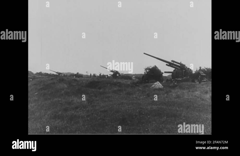 German aircraft is fired by Big Bertha howitzer - 1940 Stock Video ...