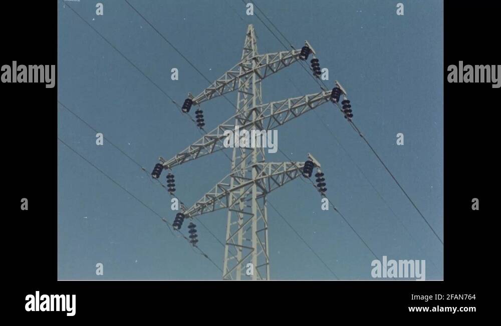 Scene of transmission towers or power towers - 1958 Stock Video Footage ...