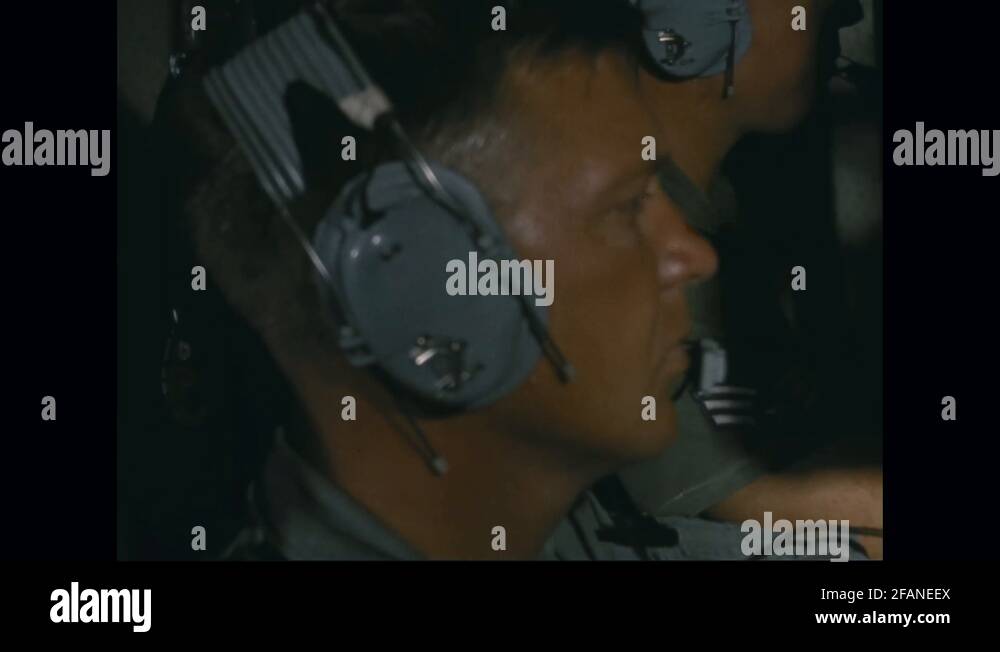 U.S. pilots operate gunship aircraft during Vietnam War - 1967 Stock ...