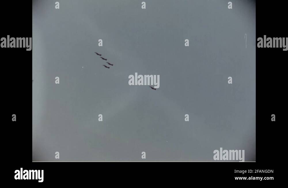 Scene of five McDonnell Douglas F-4 fly in formation - 1960 Stock Video ...