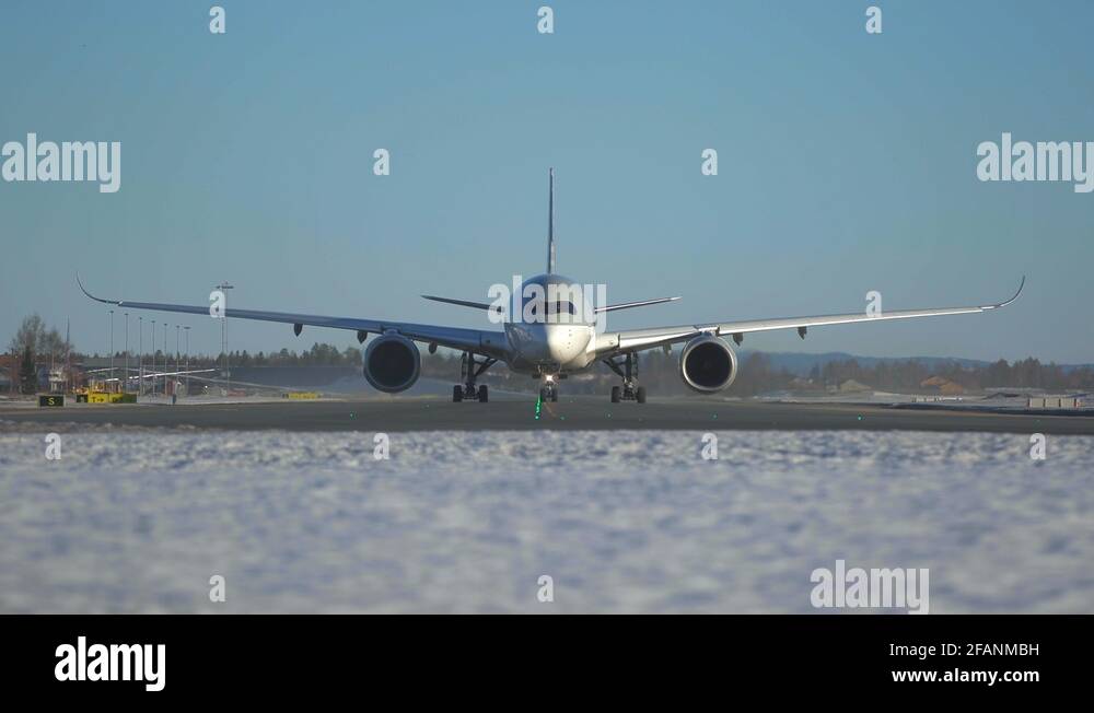 airplane airbus a350 qatar airways taxi taxiway front view long shot ...