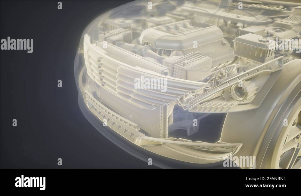 Holographic animation of 3D wireframe car model with engine Stock Video ...