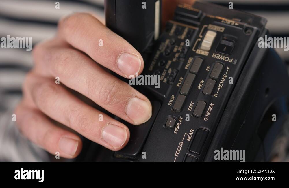 Pressing Buttons on a Vintage 90s VHS Video Camera Stock Video Footage ...